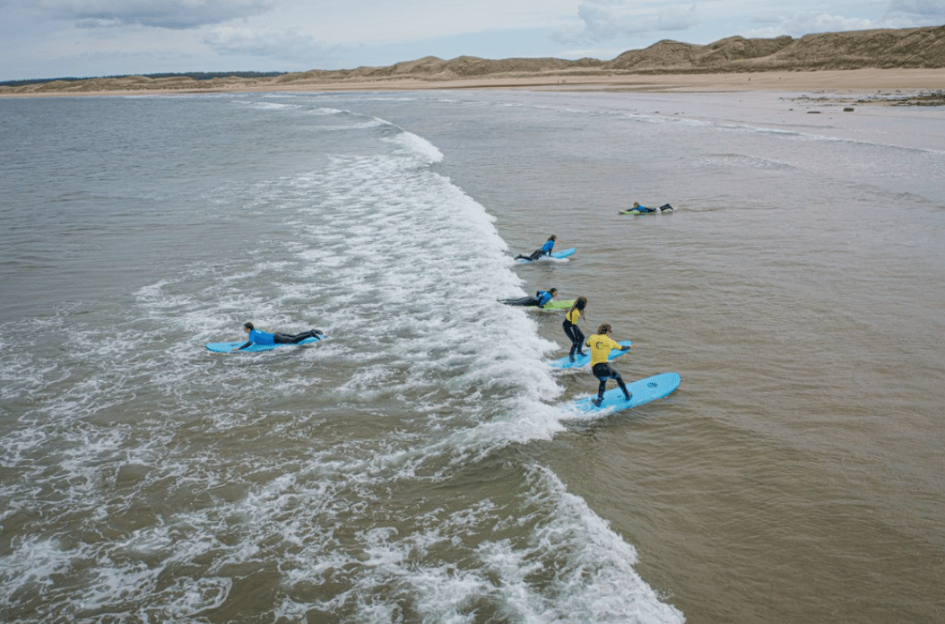 Group Surf Lessons at Dunnet Beach - adventuro